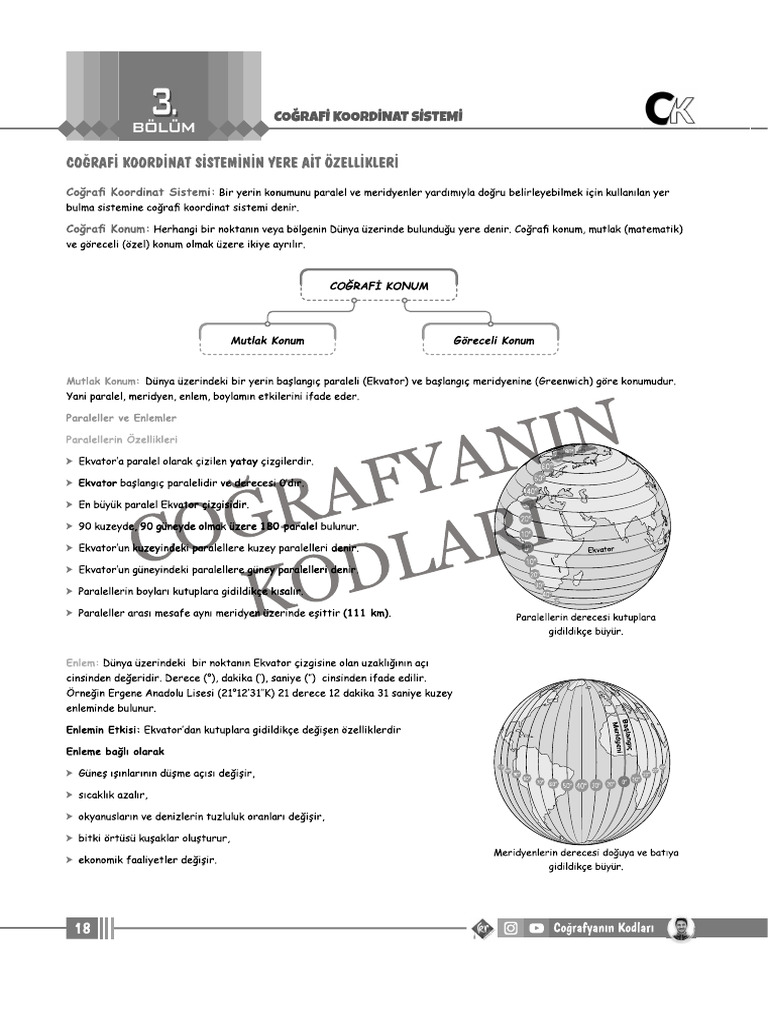 9.sinif Tyt Cografya Cografi Koordinat Sistemi Konu Anlatimi PDF | PDF