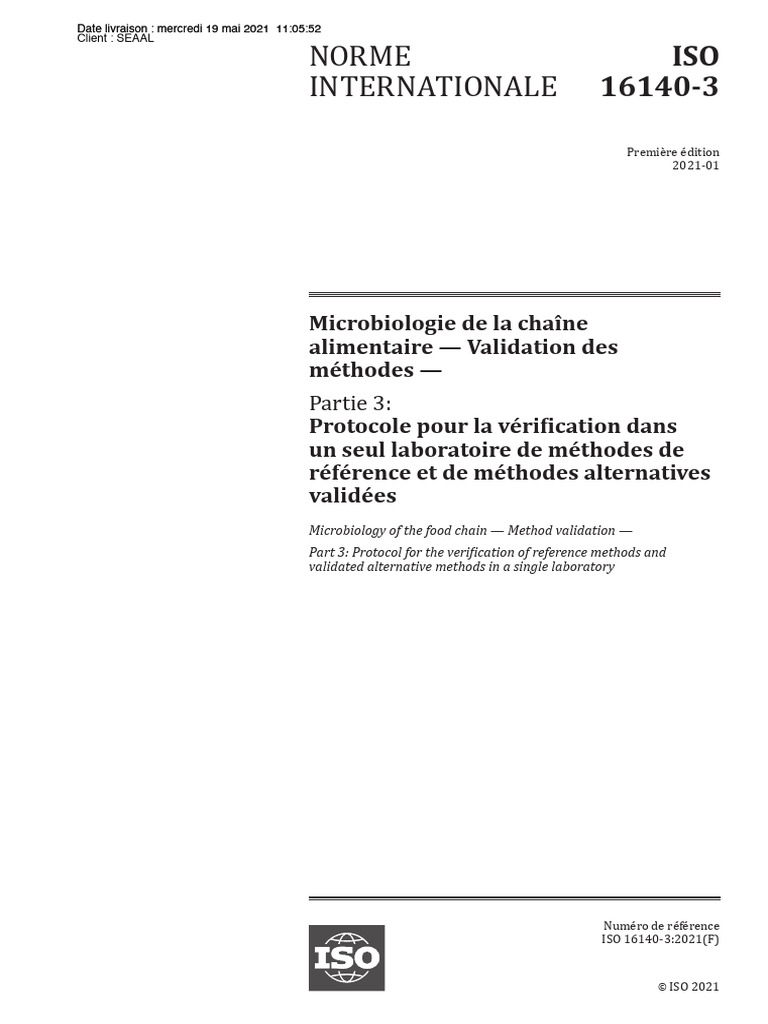 Iso 16140-3 - 2021 (F) | PDF