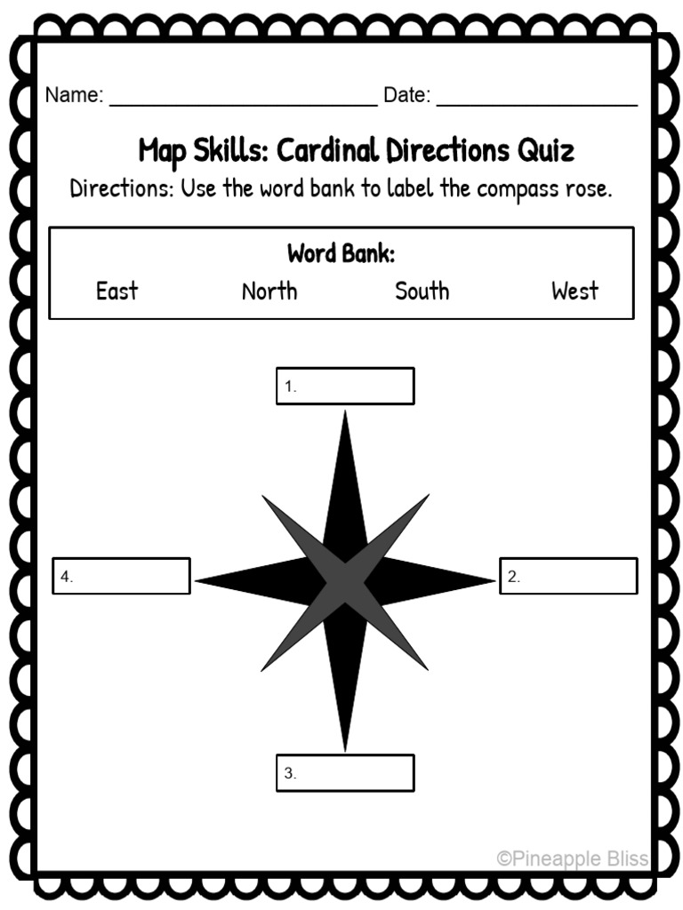Map Skills: Cardinal Directions Quiz | PDF