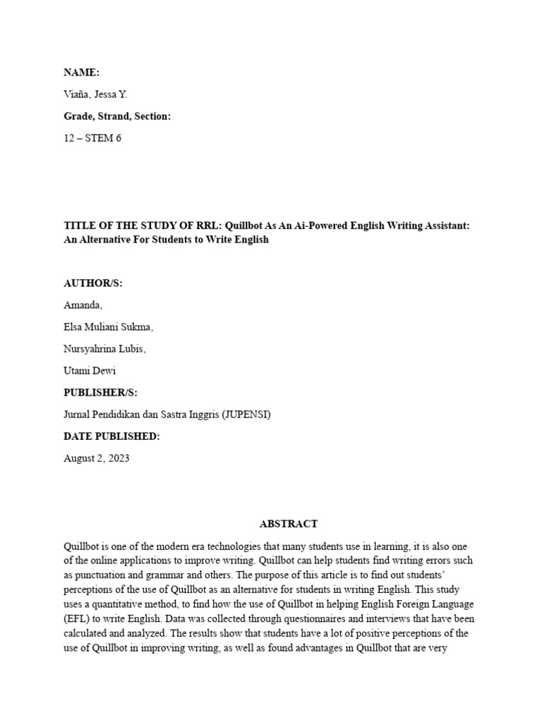 RRL 1 - QUILLBOT | PDF