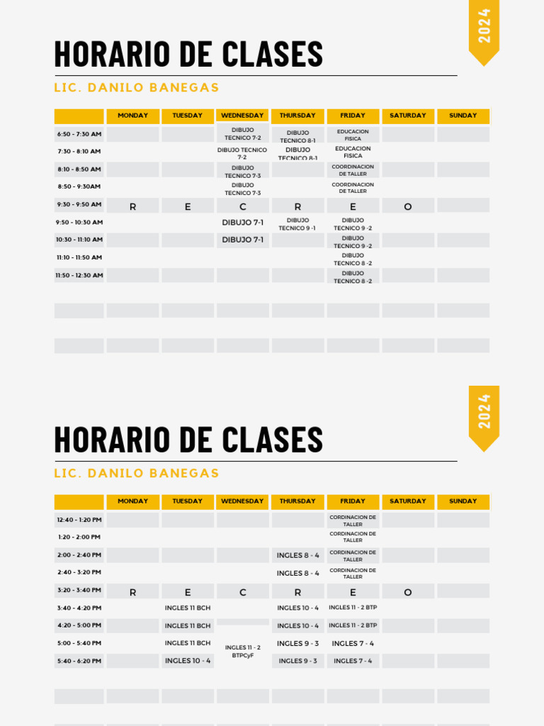 White and Orange Minimalistic Gym Class Schedule | PDF