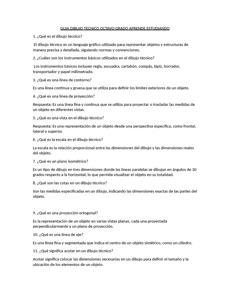 Guia Dibujo Tecnico Octavo Grado Aprende Estudiando | PDF | Dibujo ...