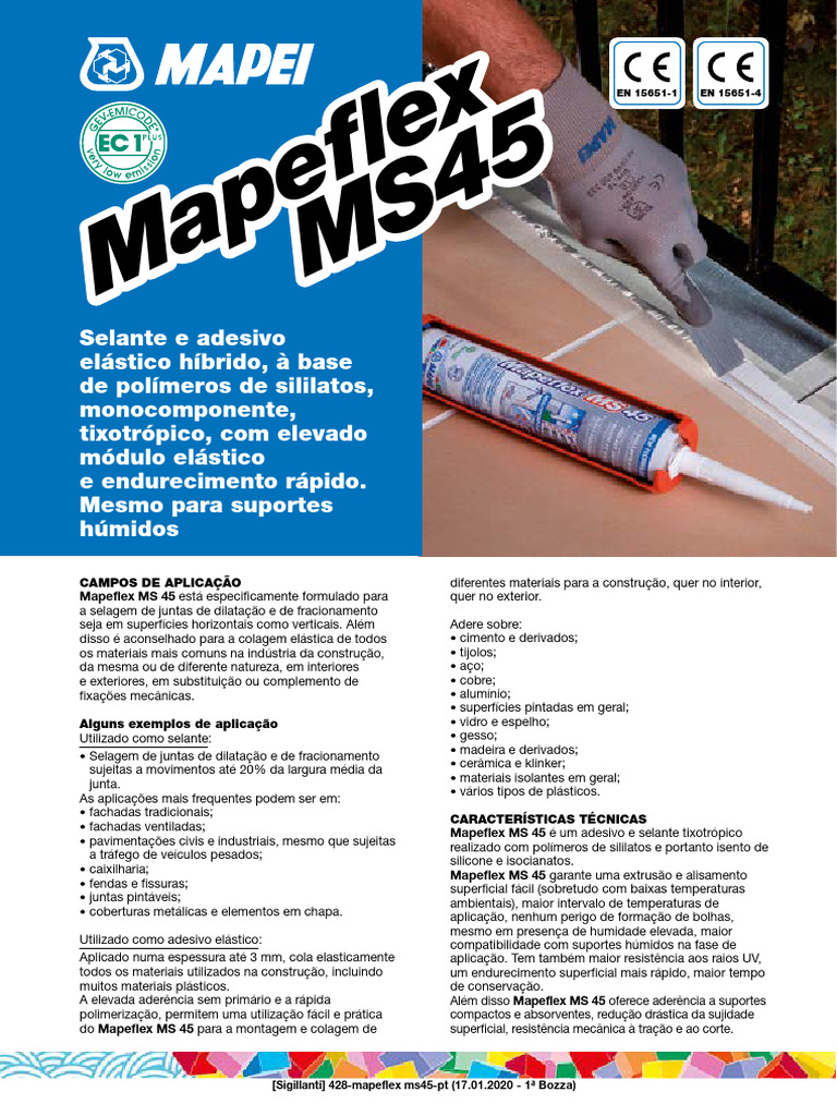Ficha Técnica - Selante e Adesivo Elástico Híbrido - Mapei Mapeflex ...