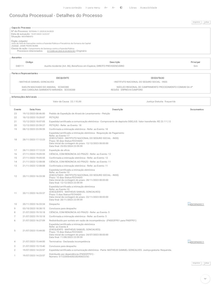 Eproc - Consulta Processual - Detalhes Do Processo | PDF
