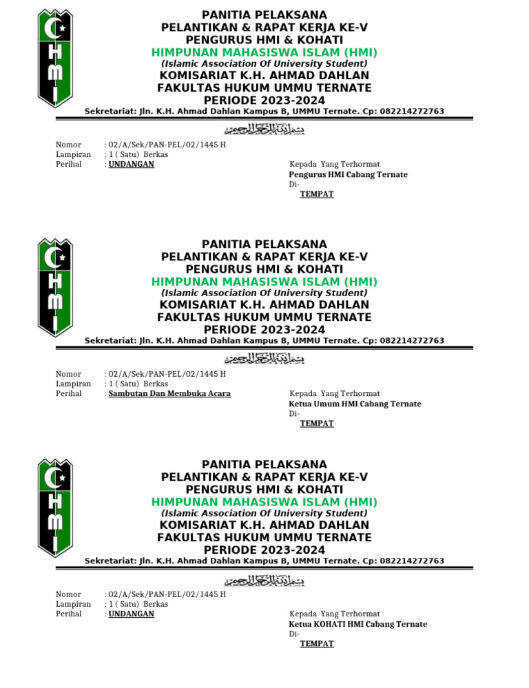 Contoh Amplop Hmi Ad Ke Cabang | PDF