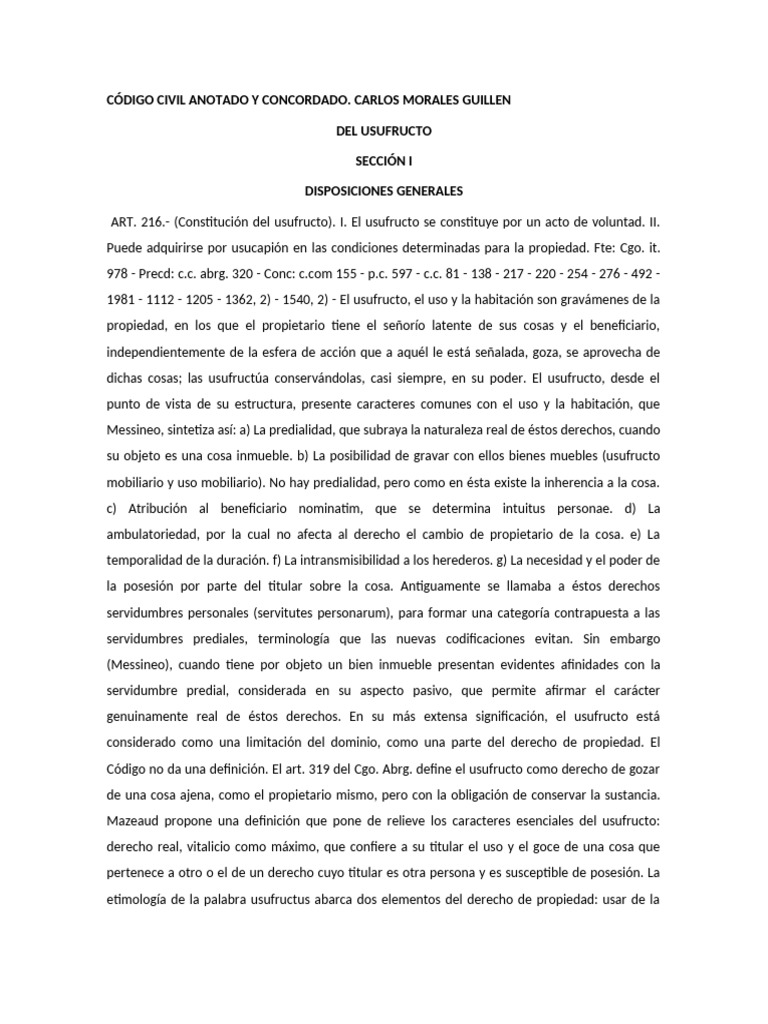 USUFRUCTO COD CIVIL CARLOS MORALES GUILLES | PDF