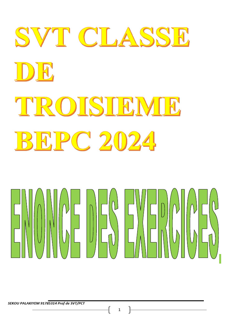 Sujets SVT Troisieme | PDF