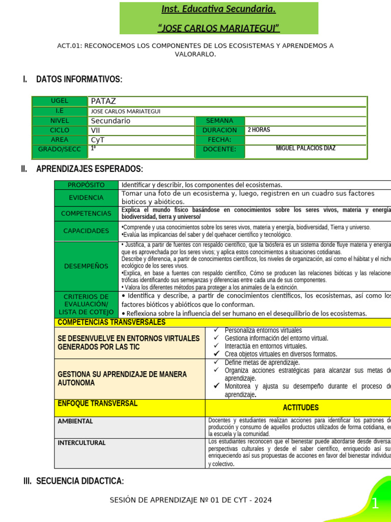A-1º SES-ACT 1-CYT UND 5 | PDF