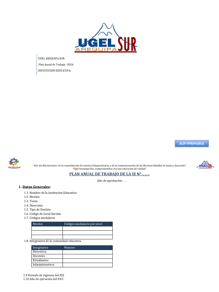 Editable PAT - 2024-UGEL - AQP.SUR | PDF