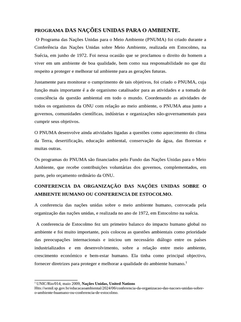 Programa Das Nações Unidas para o Meio Ambiente-1 | PDF