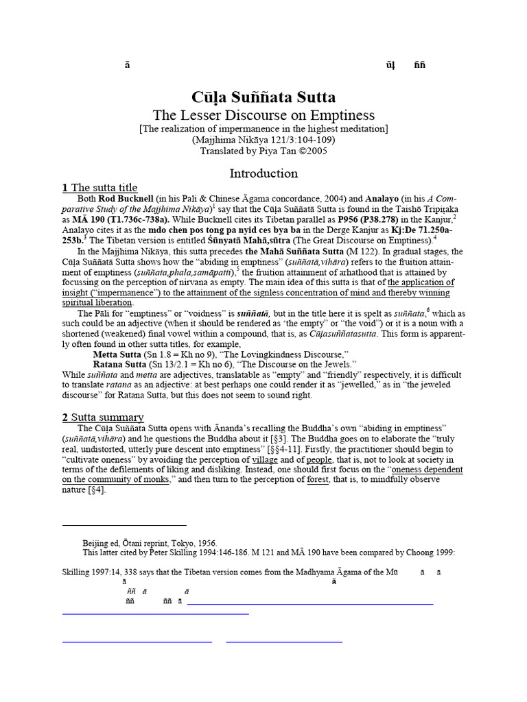 11.03 Cula Sunnata S m121 Piya | PDF | Śūnyatā | Meditation