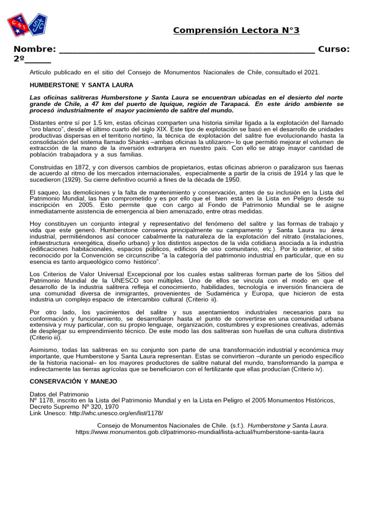 Control de Lectura N°3 Segunda Vuelta | PDF