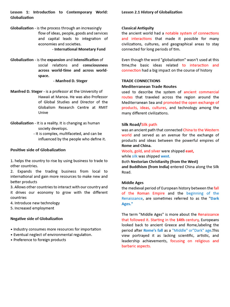 Contemp Reviewer For Midterm | PDF