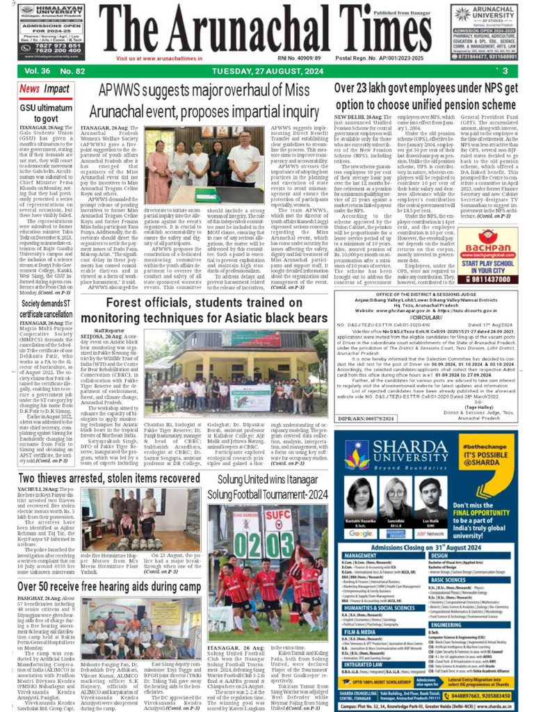 Arunachal Times 27-Aug-2024 8-58 Am | PDF