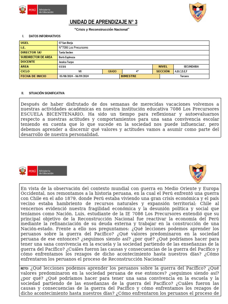 Unidad de Aprendizaje Nro 5 4to | PDF