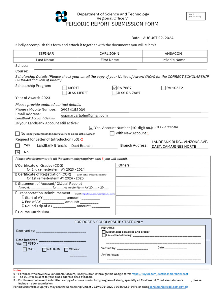 Periodic Report Submission Form v2 PDF | PDF