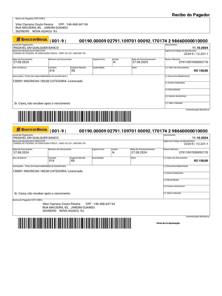Boleto Confef | PDF