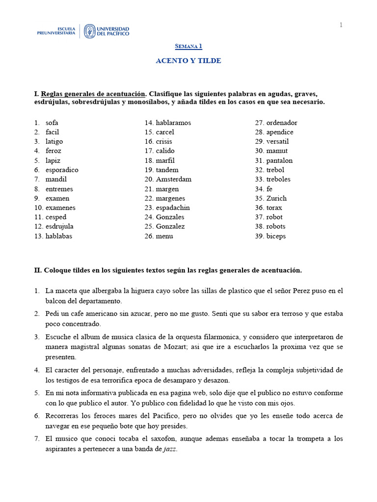 1 Acento y Tilde | PDF