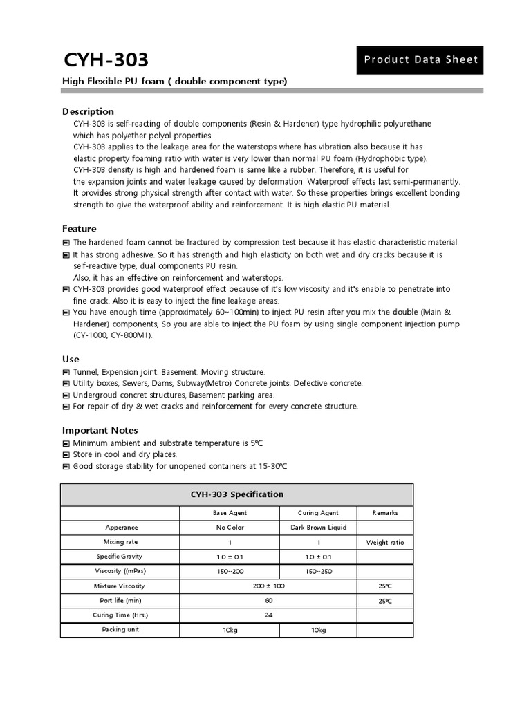 CYH-303 (Flexible PU Foam) TDS | PDF