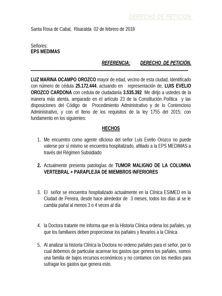 Peticion Luz Marina Ocampo | PDF