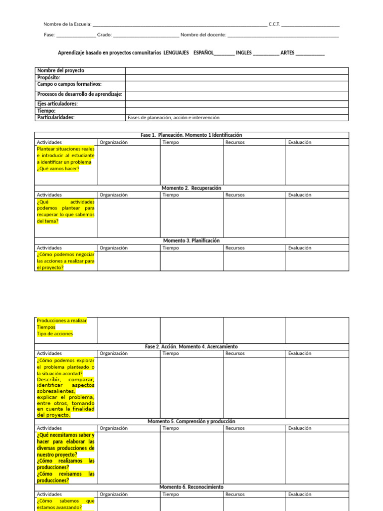 Formato-Aprendizaje Bas-En-Proy-Comunitarios | PDF
