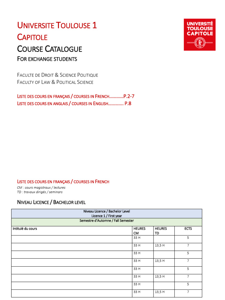 PLD - Course Catalogue Law UT Capitole - 23-24 | PDF