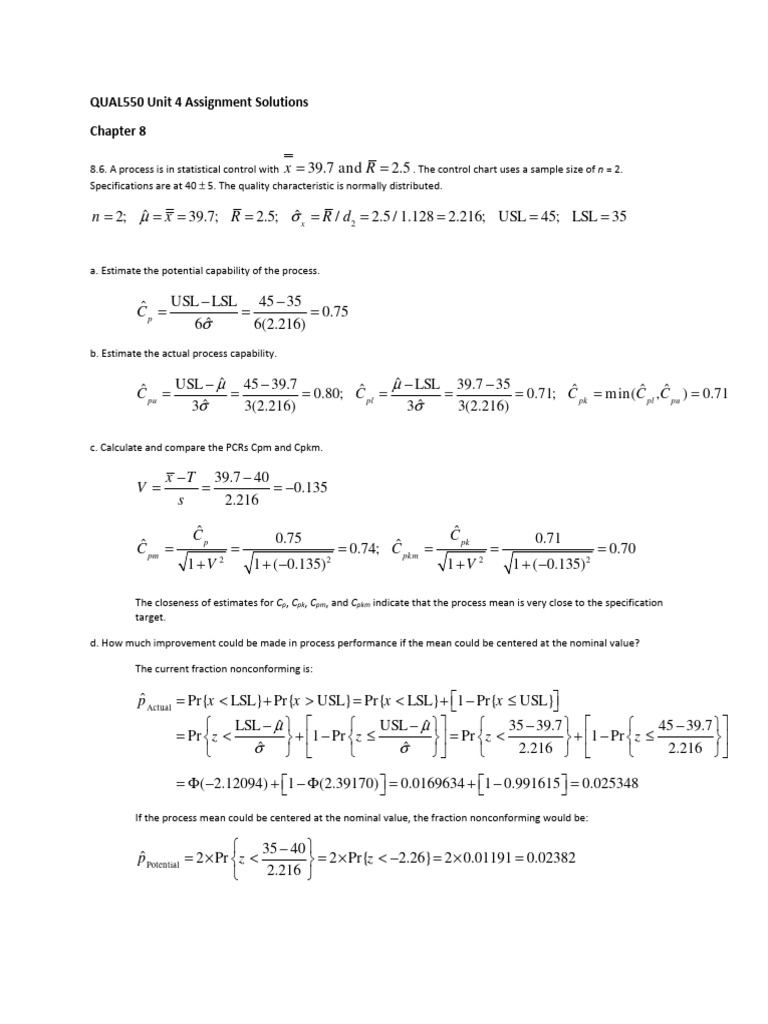 QUAL550 Unit 4 Assignment Solutions | PDF