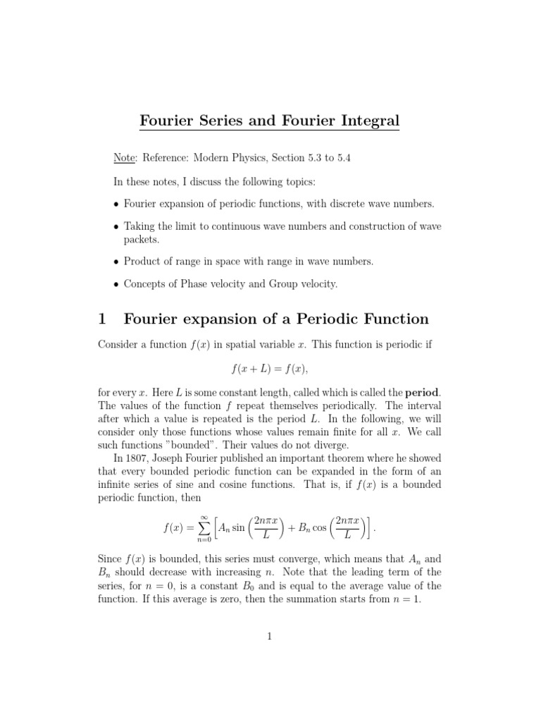 Fourier Ph 110 | PDF