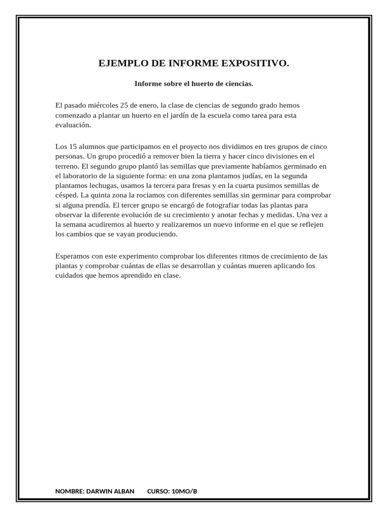 Ejemplo de Informe Expositivo | PDF