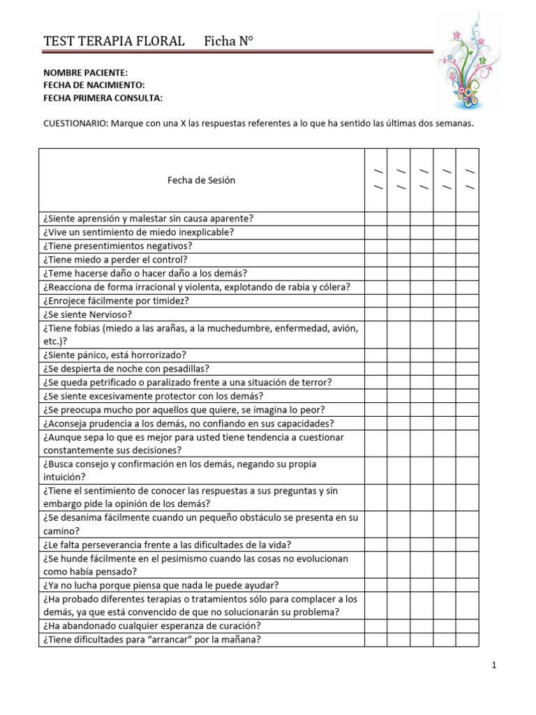 Test Personalizado Flores de Bach | PDF