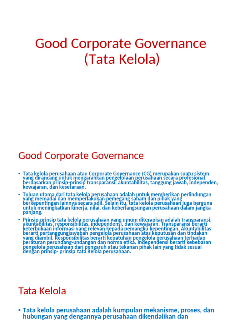 Good Corporate Governance | PDF