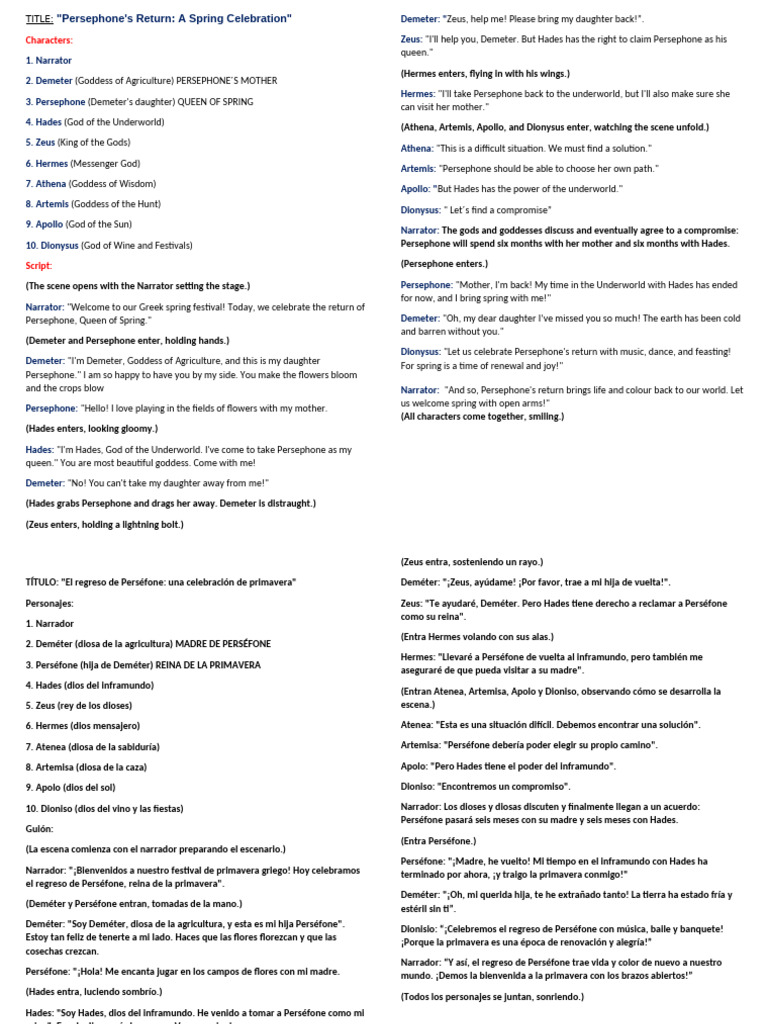 The Story of Persephone and Demeter | PDF | Persephone | Poetry