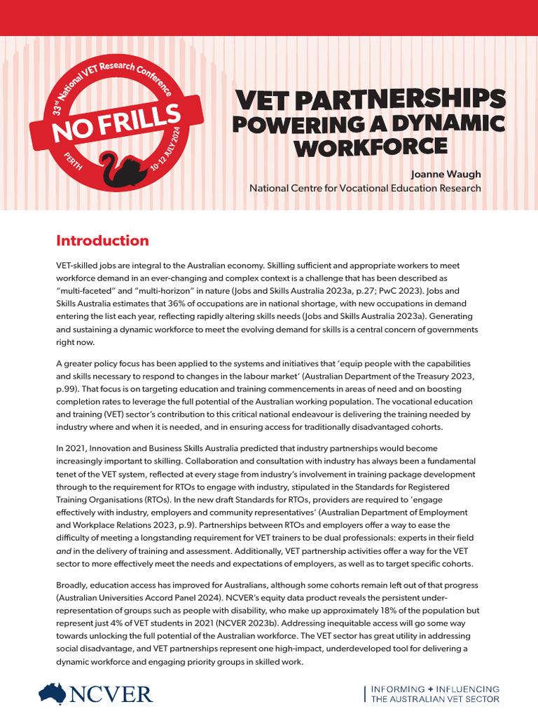 VET Partnerships Powering A Dynamic Workforce | PDF