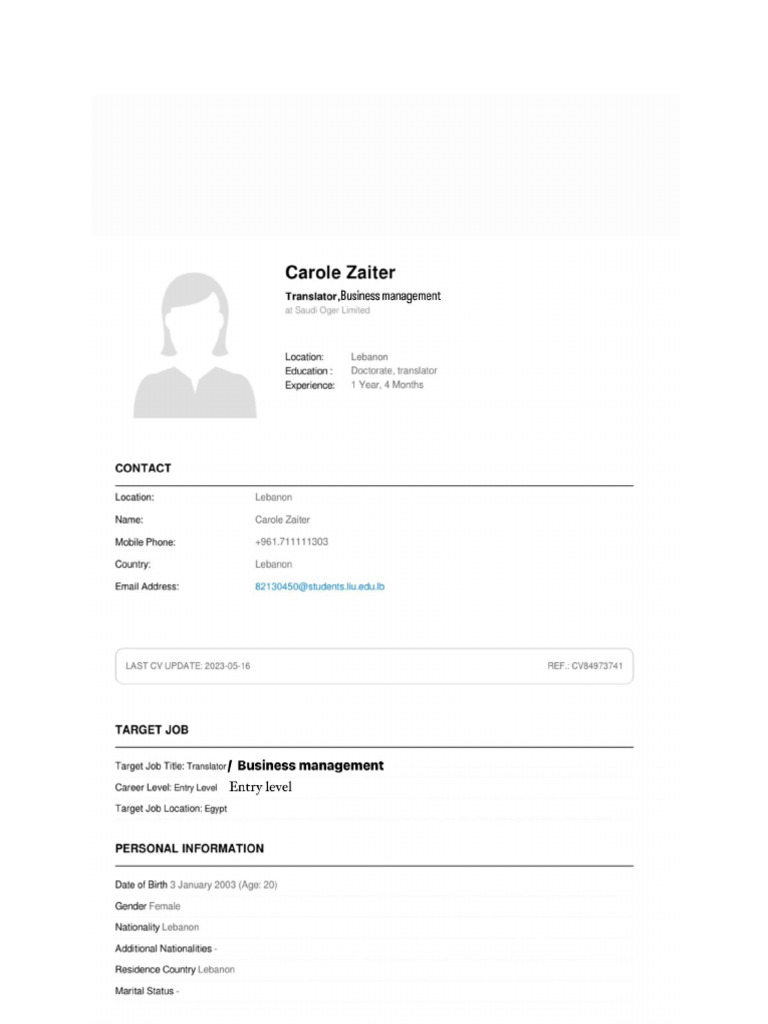 CV Carole Zaiter | PDF