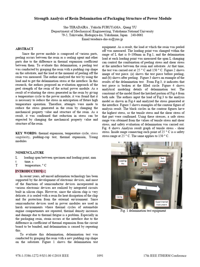 Strength Analysis of Resin Delamination of Packaging Structure of Power ...
