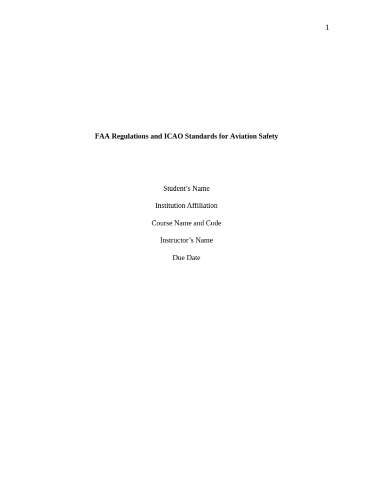 FAA Regulations and ICAO Standards For Aviation Safety | PDF