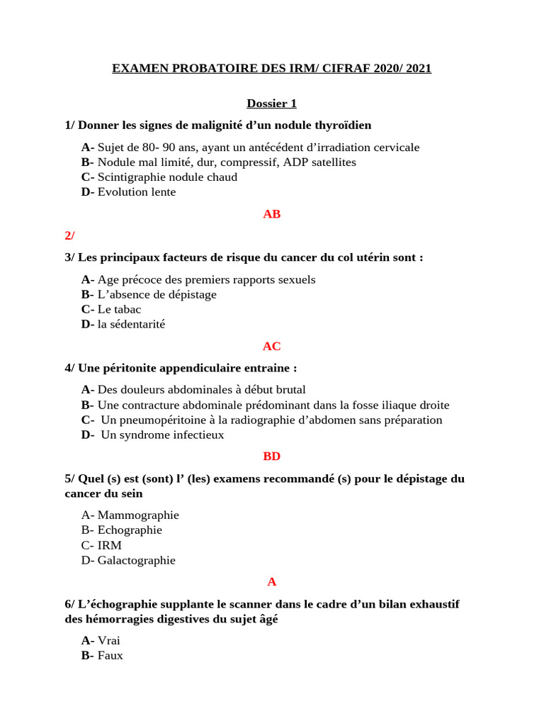 Examen Probatoire Des 2020-2021 | PDF