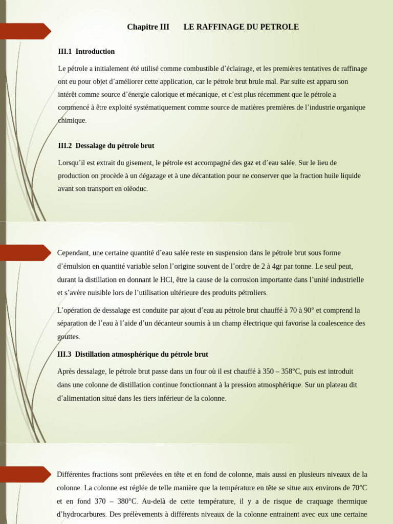 Chapitre III Le Raffinage Du Petrole | PDF
