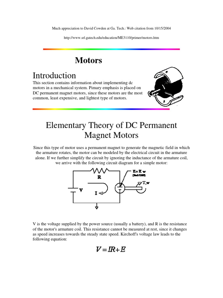 Dc Motors Parameter Estimation Torque Electric Motor