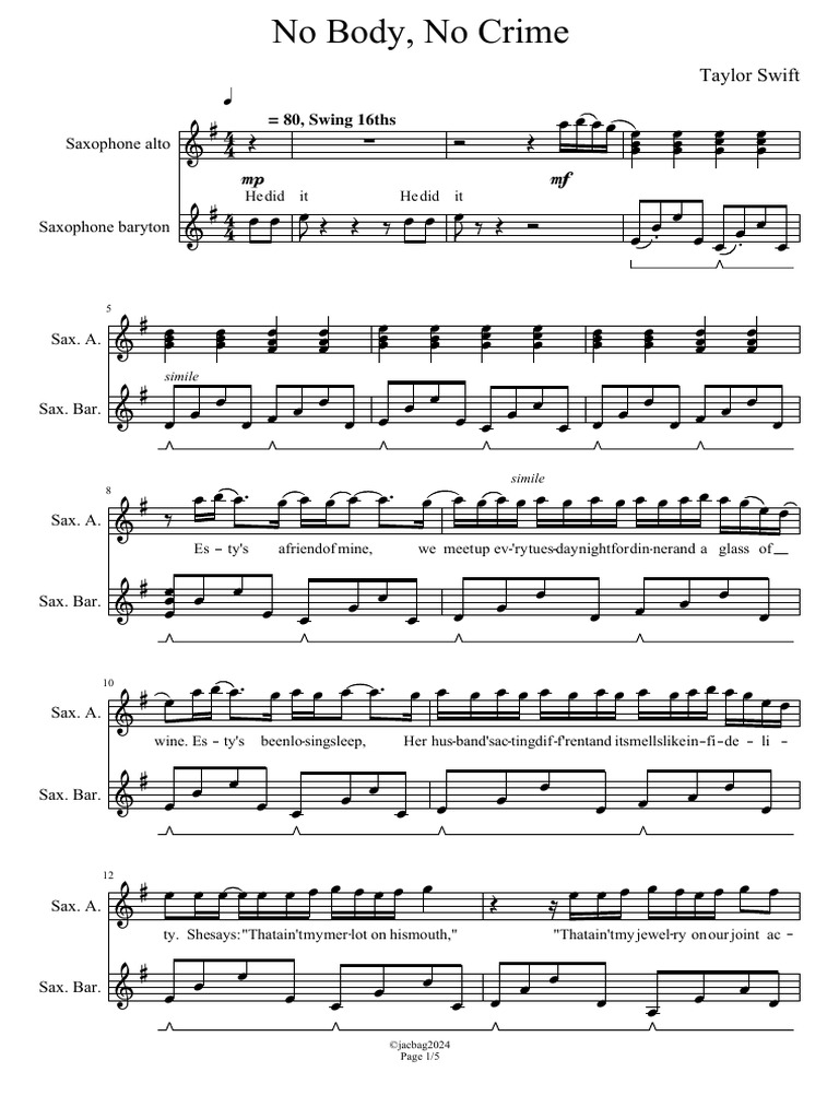 No Body No Crime - Taylor Swift | PDF | Taylor Swift