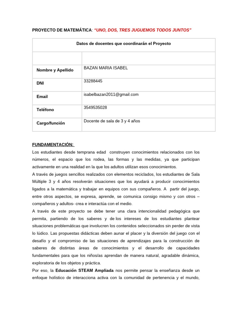 Proyecto de Matemática Isa 2024 | PDF