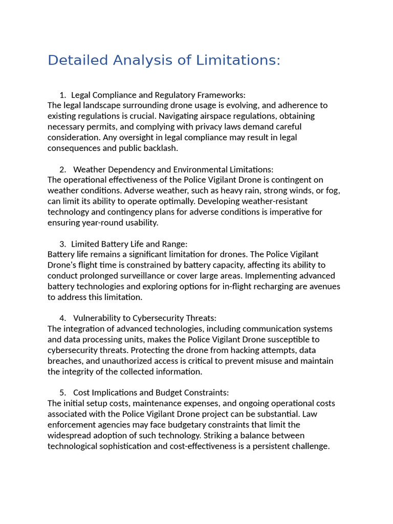 Drone Project Limitations SUN | PDF