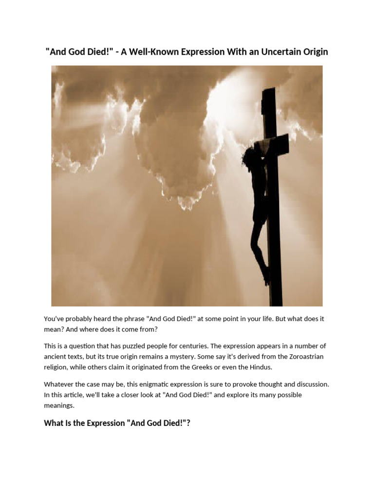 And God Died! - WPS Office | PDF