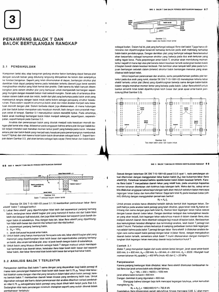 Balok T Dan Balok Persegi Tulangan Rangkap | PDF