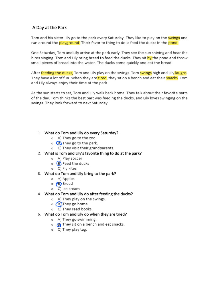 Actividades Reading and Present Simple | PDF