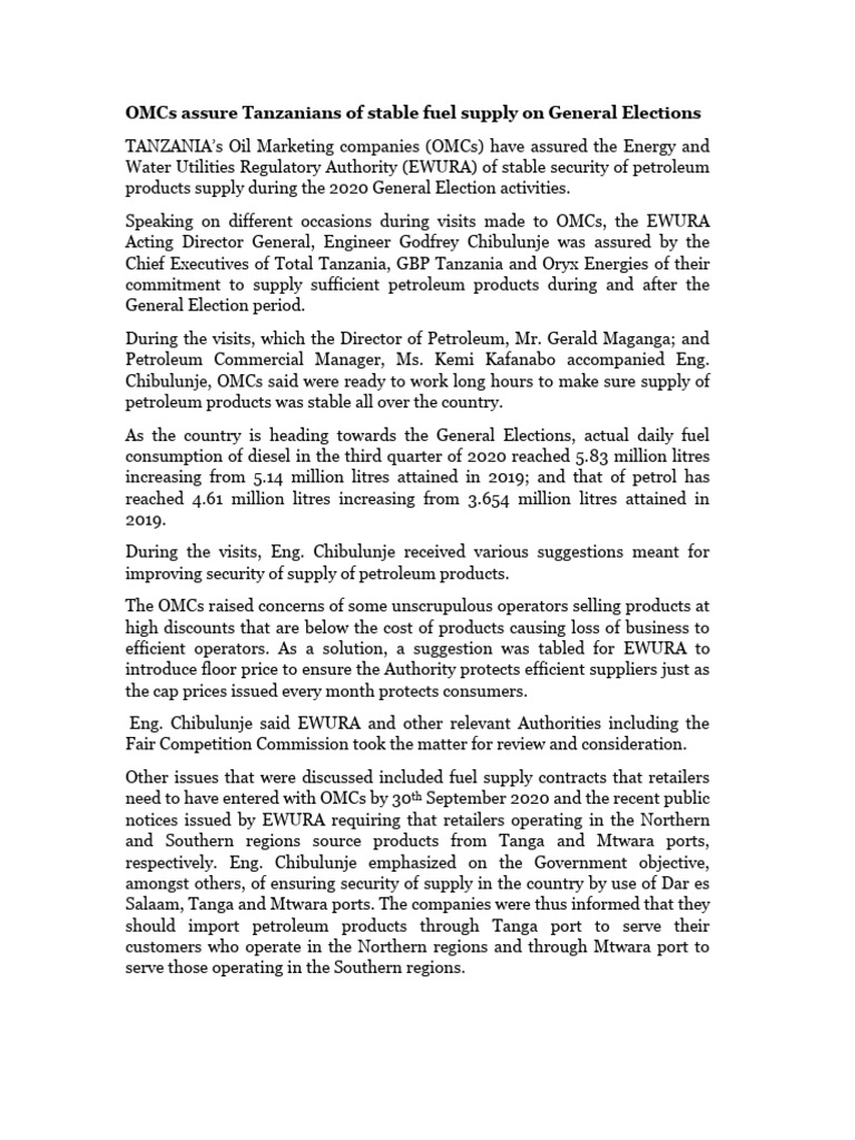 Stable Fuel Supply | PDF