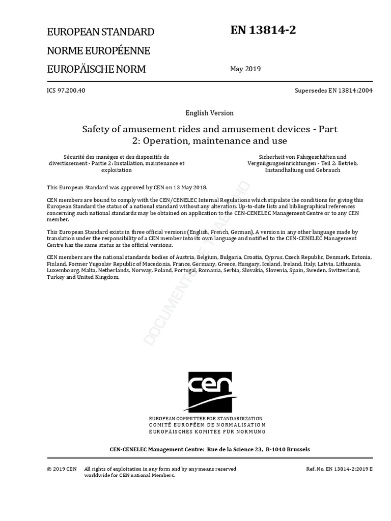 EN 13814-2 - 2019 Part2 Operation, Maintenance and Use | PDF