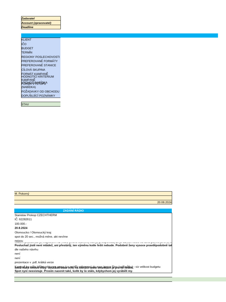VZOR - Klient Zadání RÁDIO | PDF