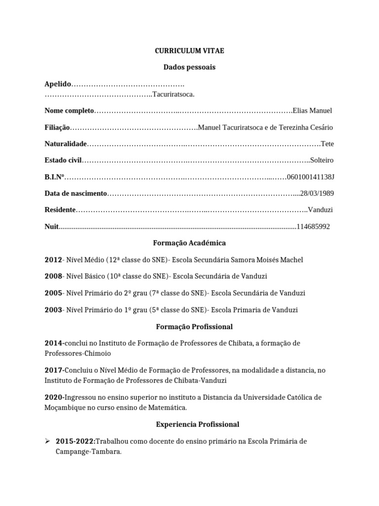 Curriculum Vitae Elias | PDF