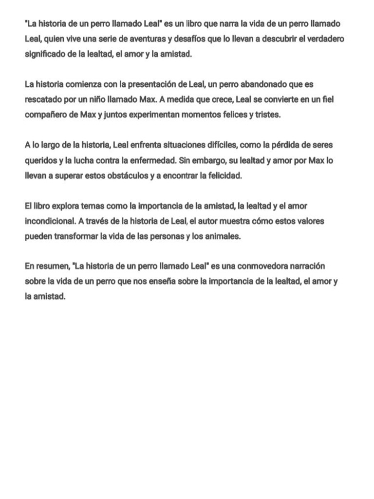 historia de un perro llamado leal | PDF